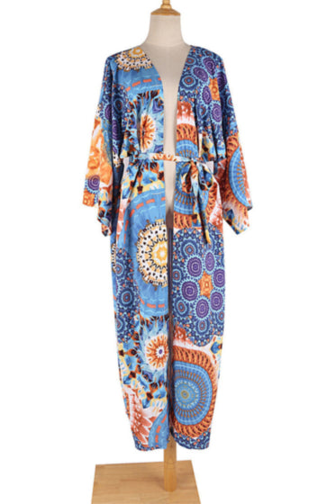 Blue Multi Pattern Beach Kimono (One Size) – Beach Groove Swimwear